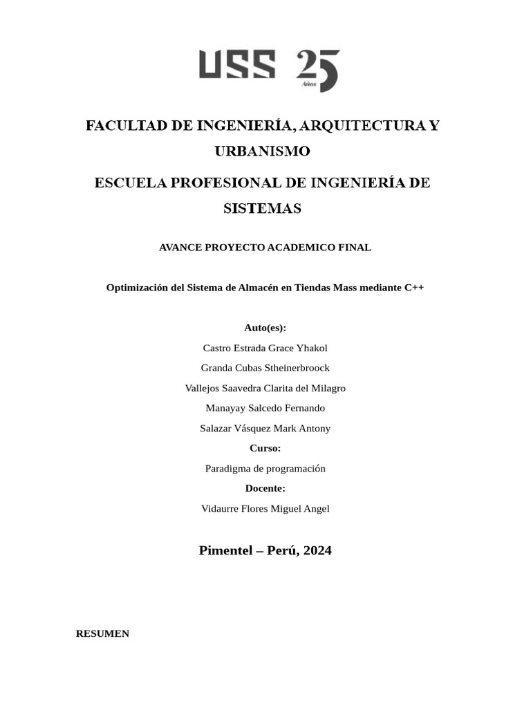 Avance Proyecto Academico Final | PDF | Lenguaje de programación | Programación de computadoras