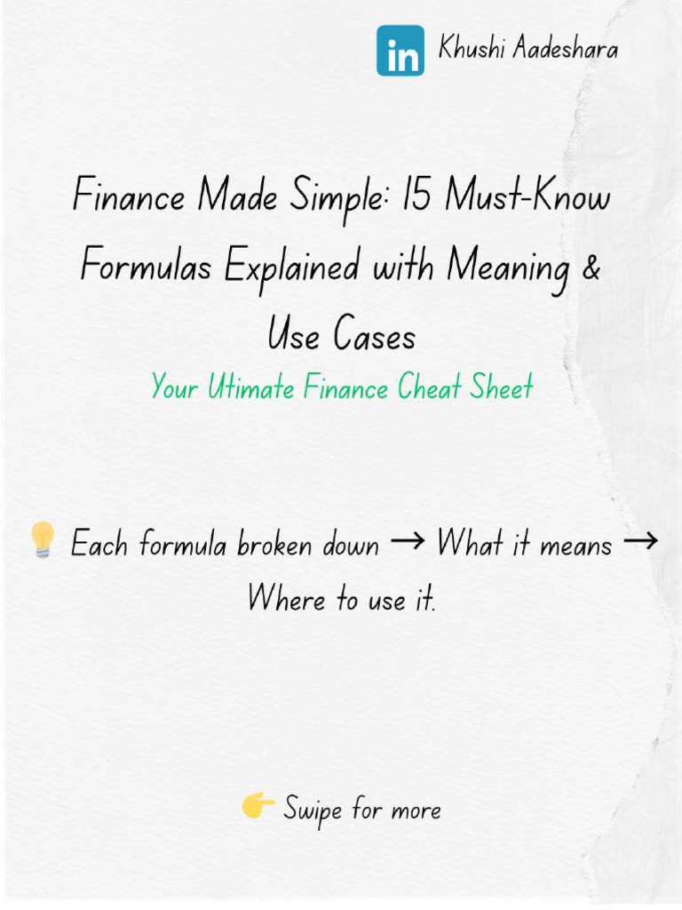 Finance Formula Cheat Sheet | PDF