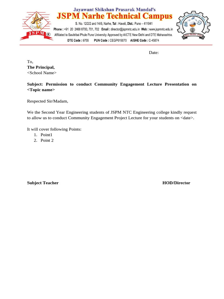 Format To Write Letter For CEP | PDF