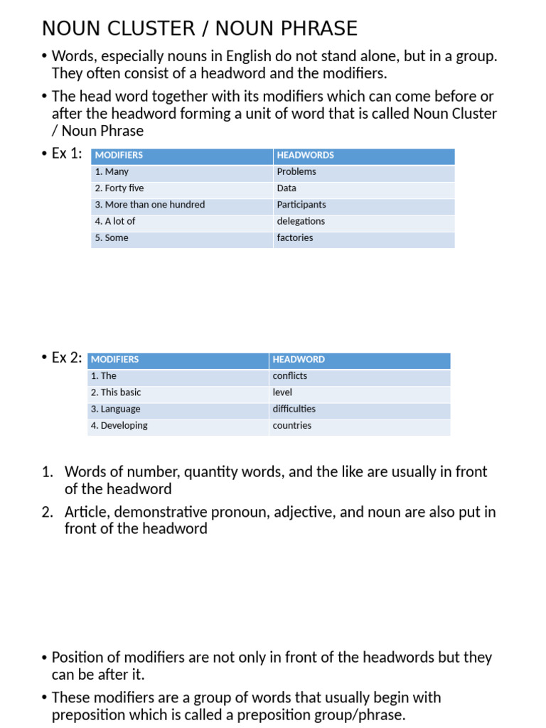 6th Presentation - NOUN CLUSTER | PDF