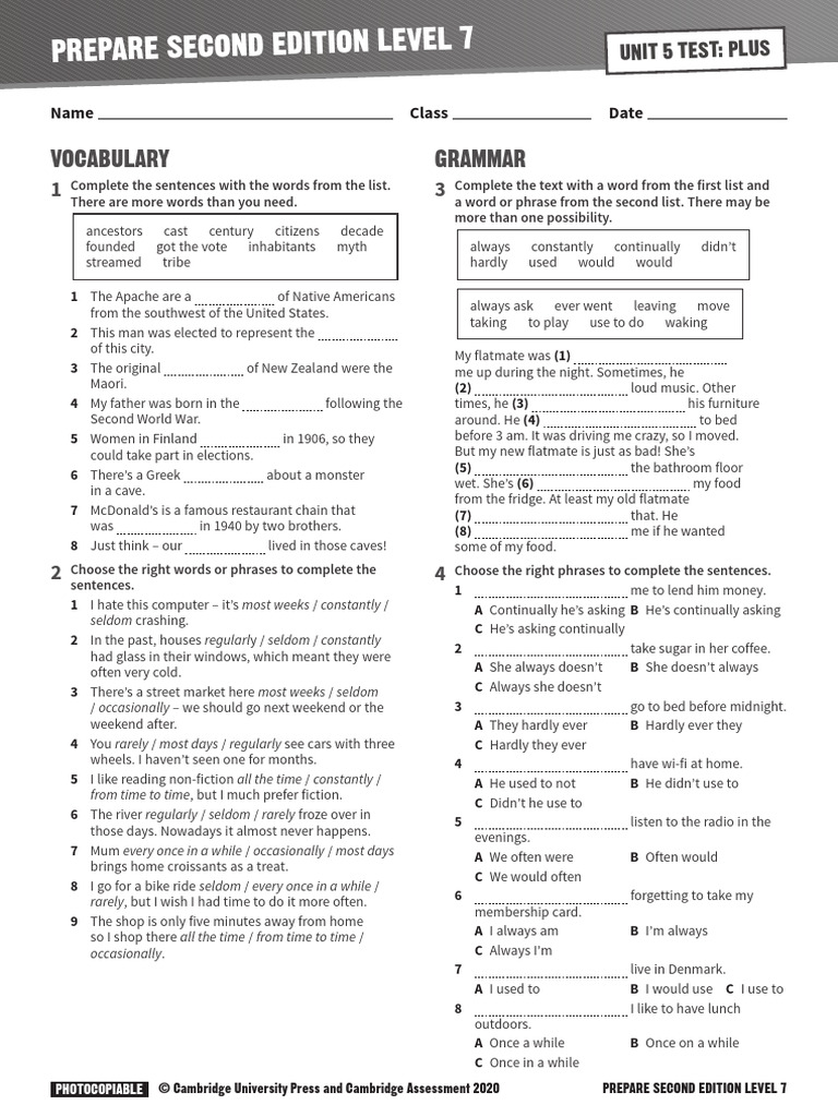 Unit 5 Vocabulary and Grammar Exercises | PDF | Linguistics