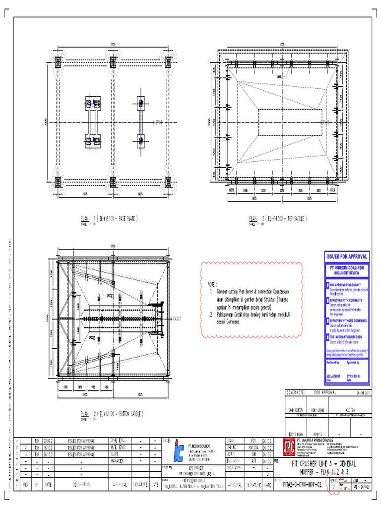Pit#2-G-dwg-hop-02 General - Hopper - Plan 1, 2 & 3 r2 | PDF