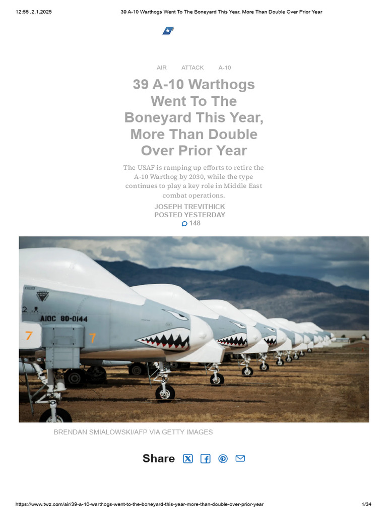 39 A-10 Warthogs Went To The Boneyard This Year, More Than Double Over ...