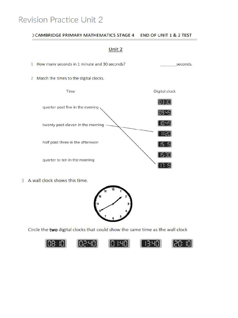 Math - Test - Unit 2 | PDF