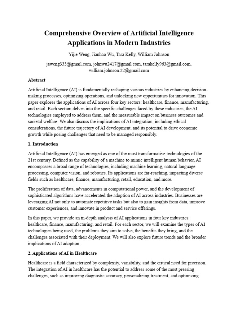 AI Applications in Key Industries | PDF | Artificial Intelligence ...