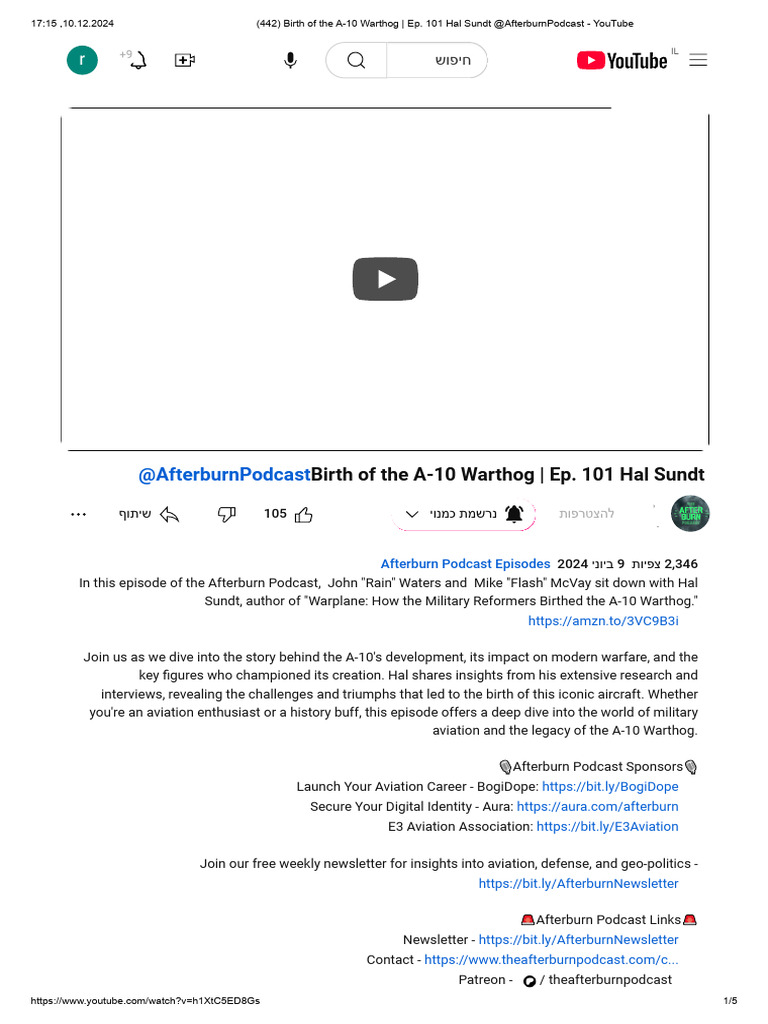 Birth of The A-10 Warthog - Ep. 101 Hal Sundt - @AfterburnPodcast ...