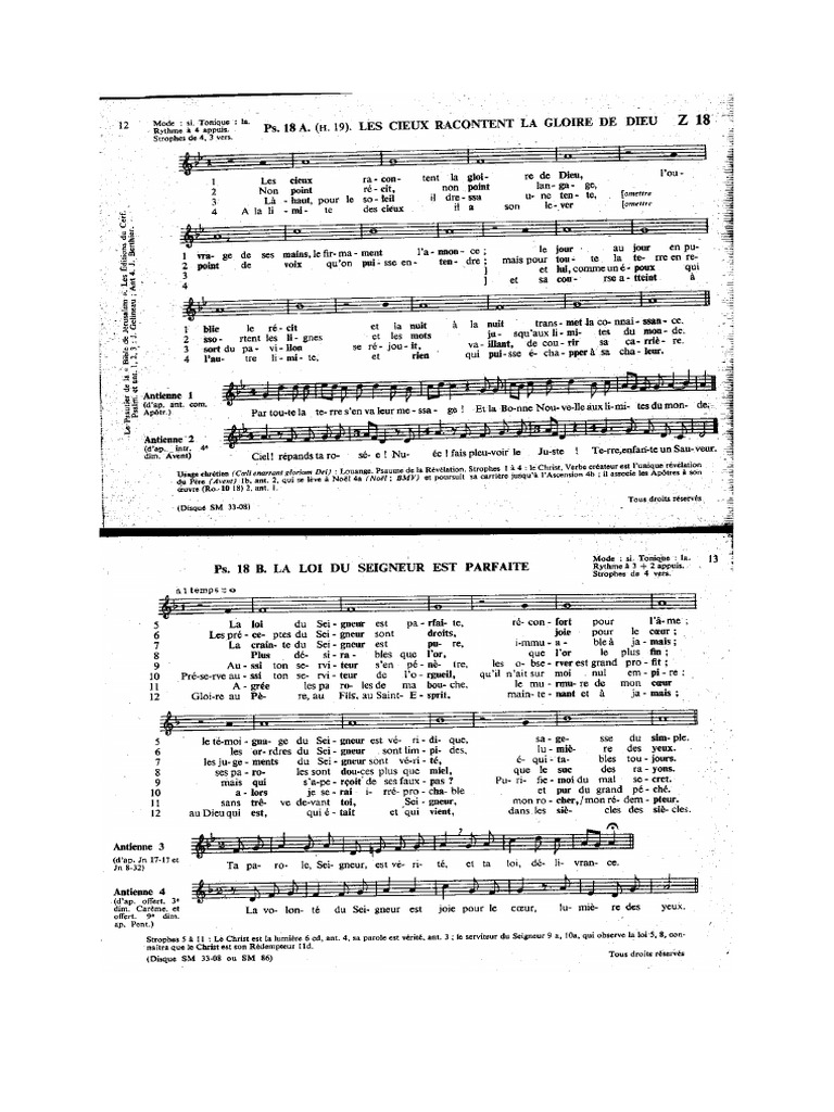 Psaume 18 Les Cieux Racontent La Gloire de Dieu Z.18 | PDF