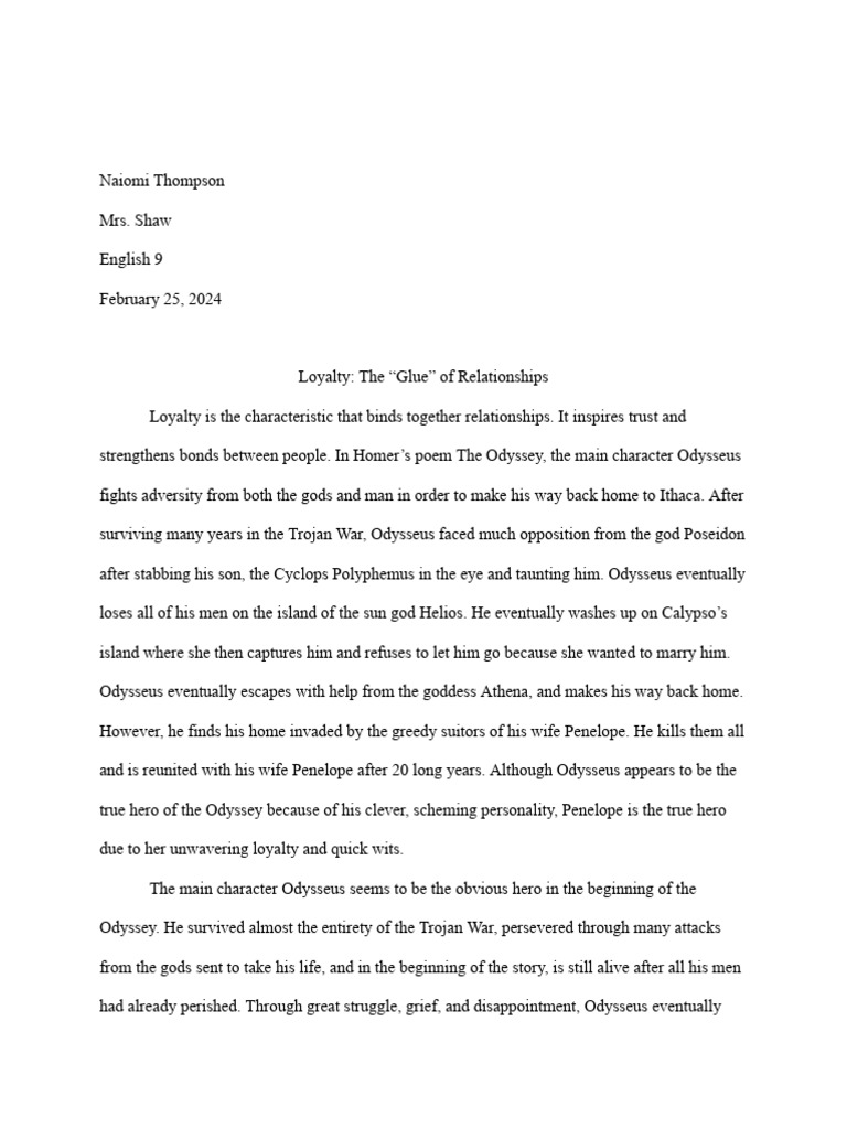 The Odyssey Paper - Final Draft | PDF | Penelope | Odysseus