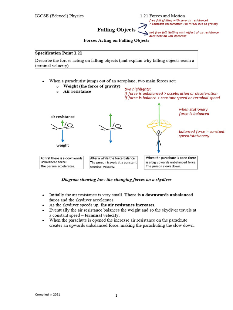 Forces on Falling Objects Explained | PDF | Force | Acceleration