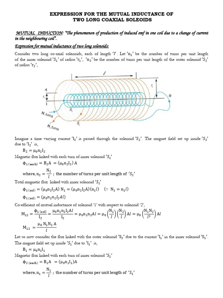 Expression For The Mutual Inductance of Two Long Co-Axial Solenoids ...