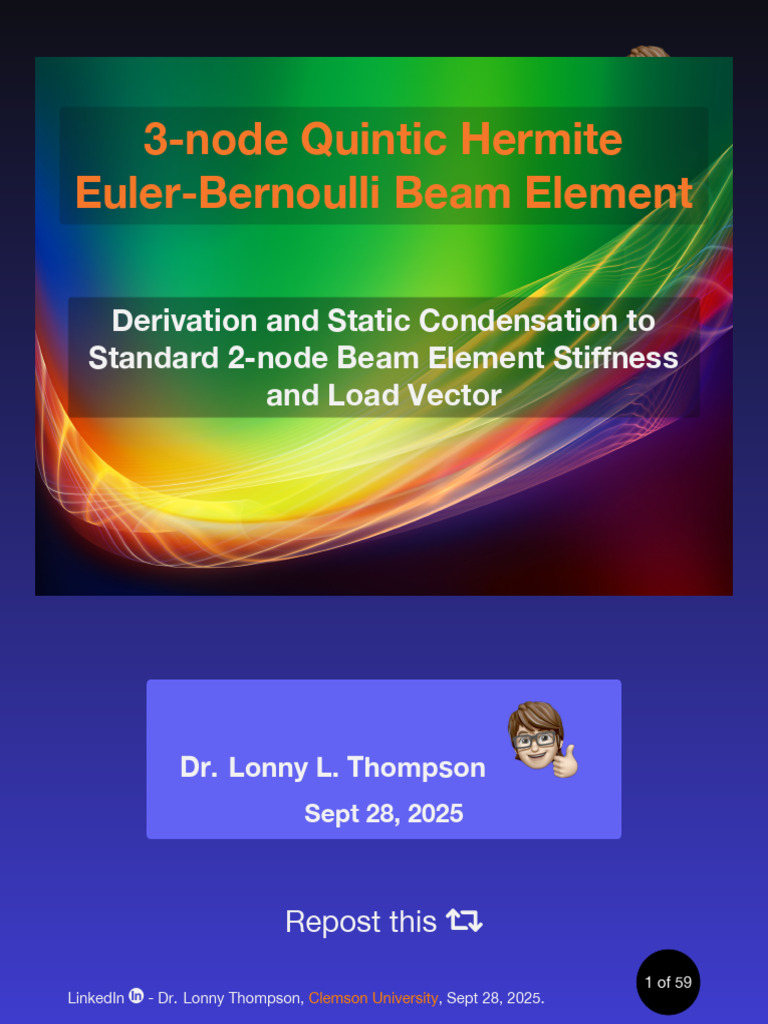 3-Node Quintic Hermite Euler-Bernoulli Beam Element | PDF | Beam ...