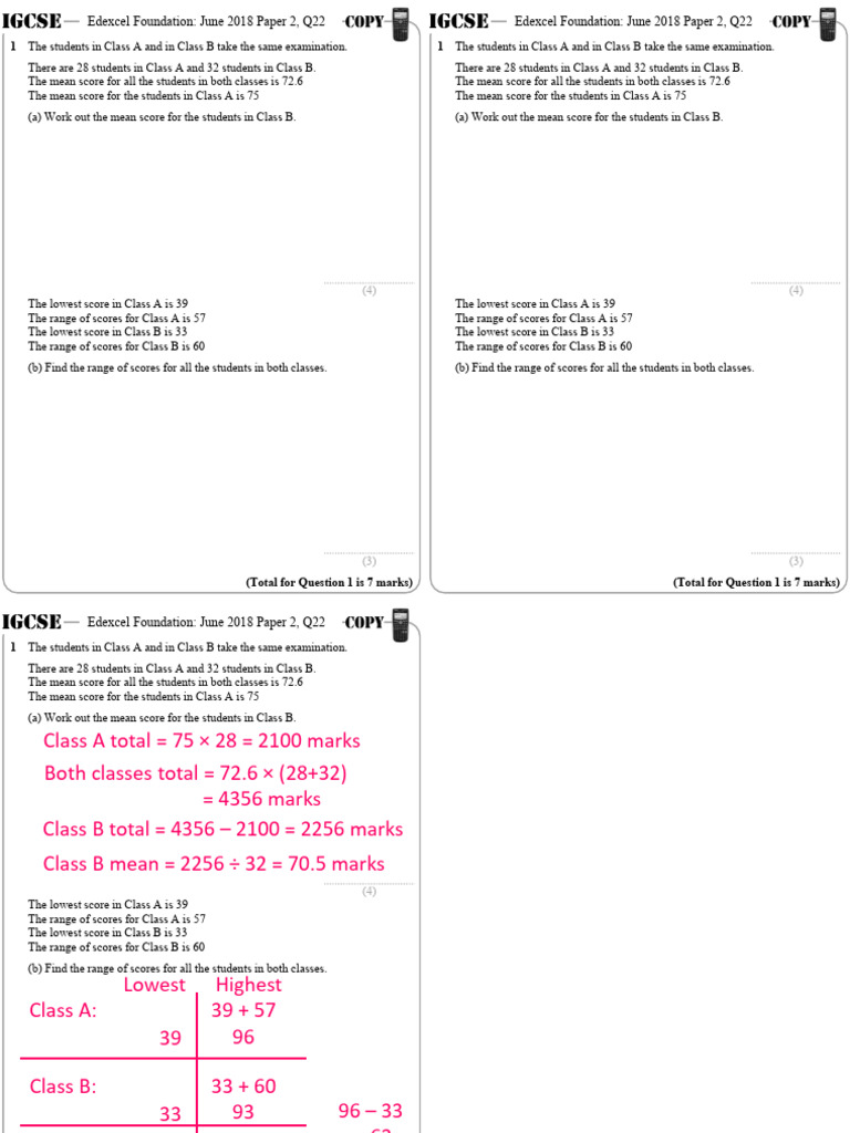 Mean Reverse Foundation IGCSE Questions 9 1 Standard | PDF ...