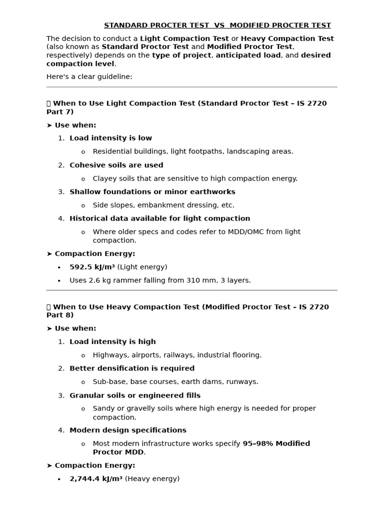 Proctor Test Comparison: Standard vs Modified | PDF | Clay | Horticulture