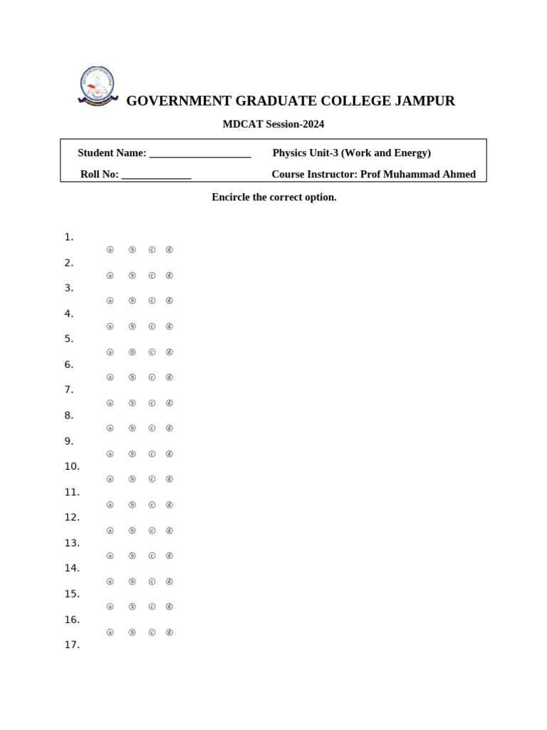 MDCAT Test Pattern | PDF