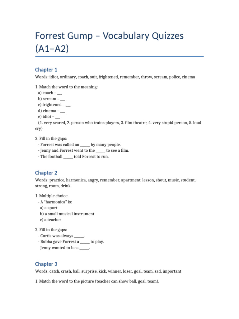 Forrest Gump Vocab Quiz | PDF