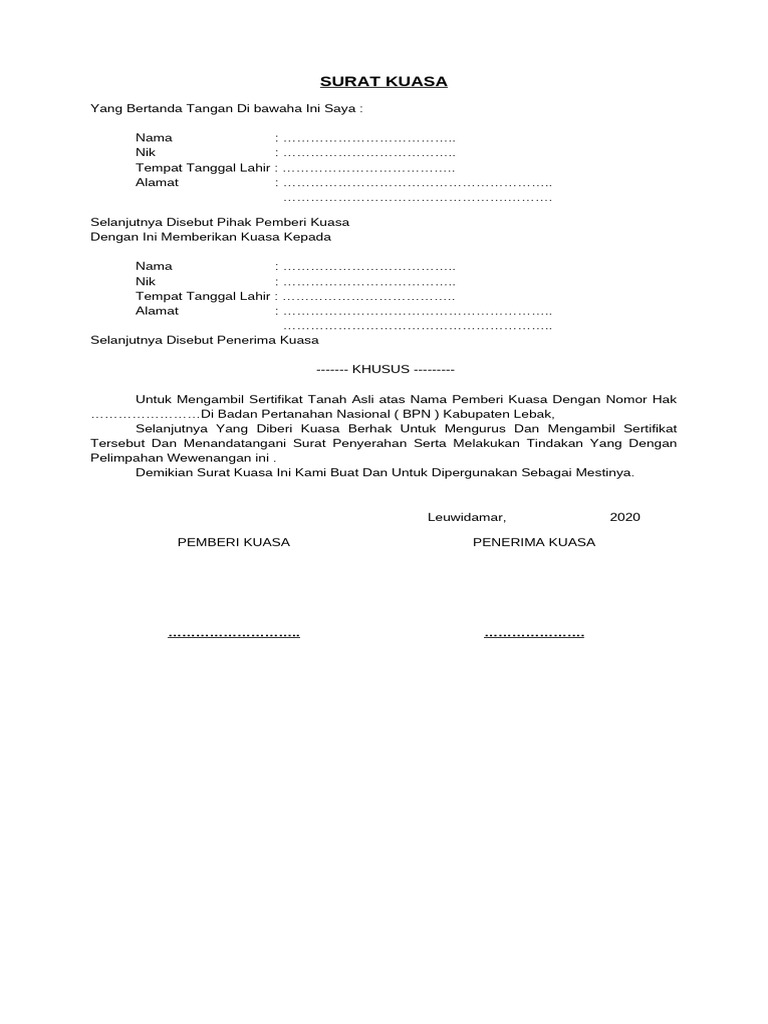 Surat Kuasa | PDF