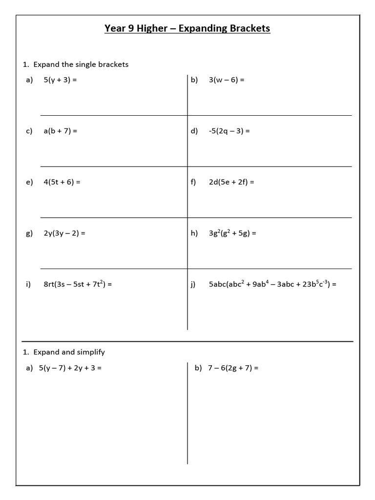 Expanding Brackets in Algebra | PDF