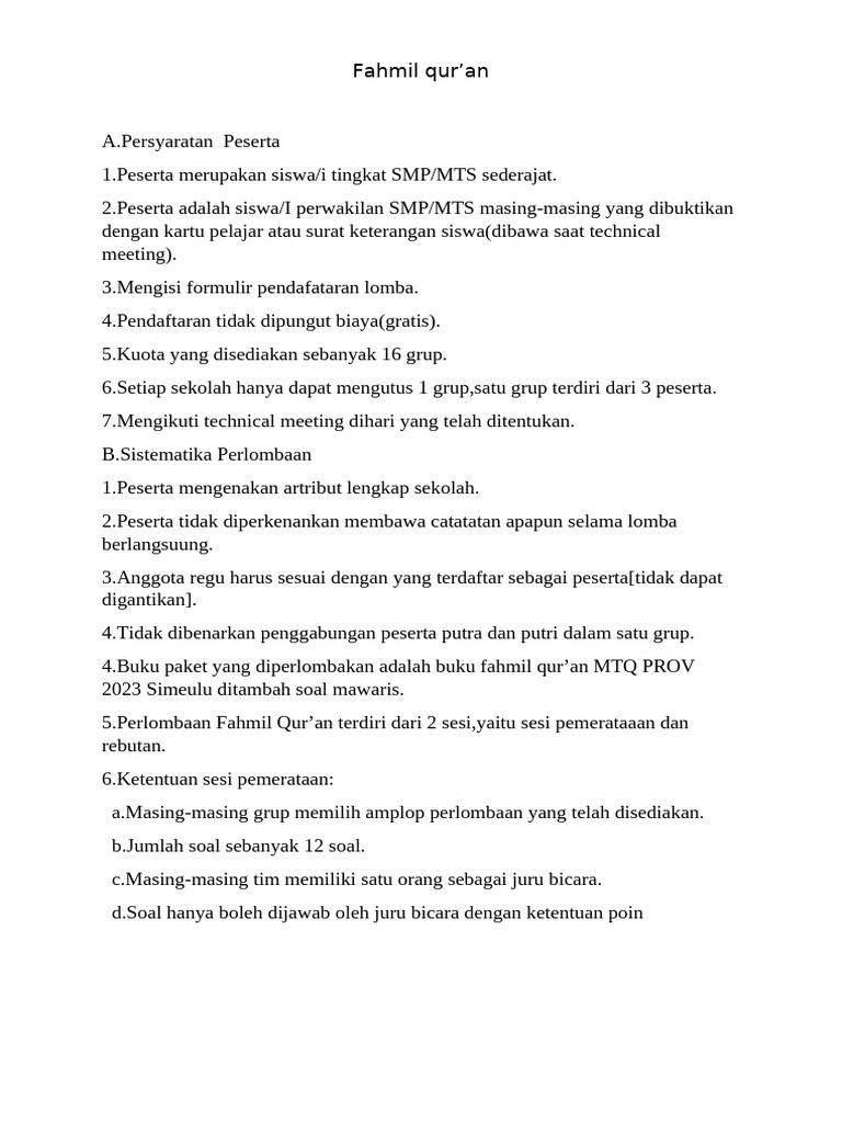 Juknis Fahmil Quran | PDF