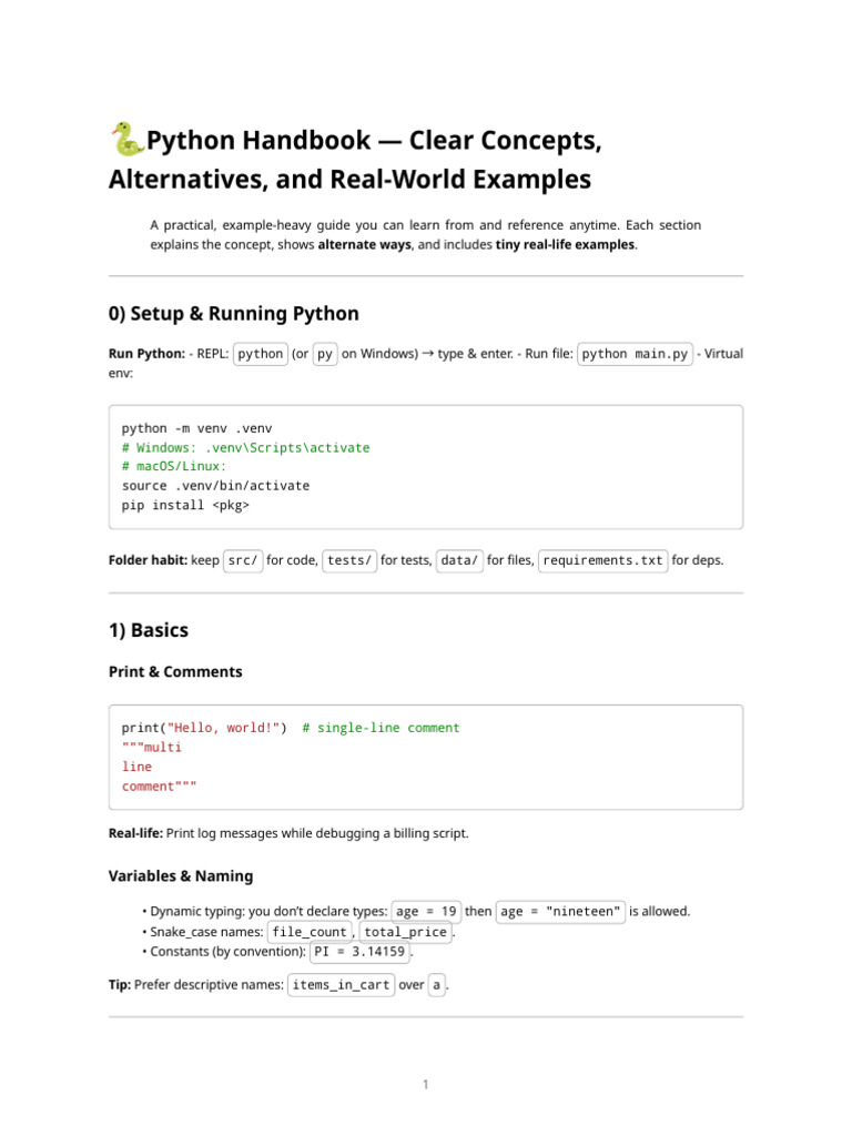 Python Handbook: Concepts & Examples | PDF | Computing | Programming ...