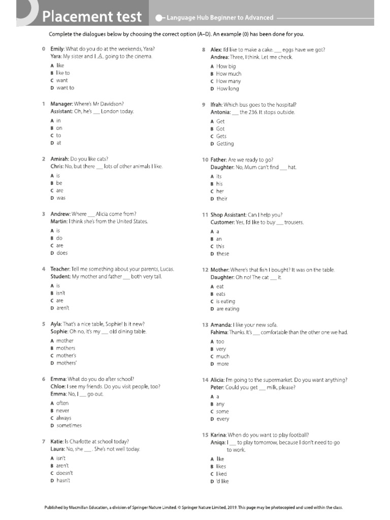 Placement Test | PDF