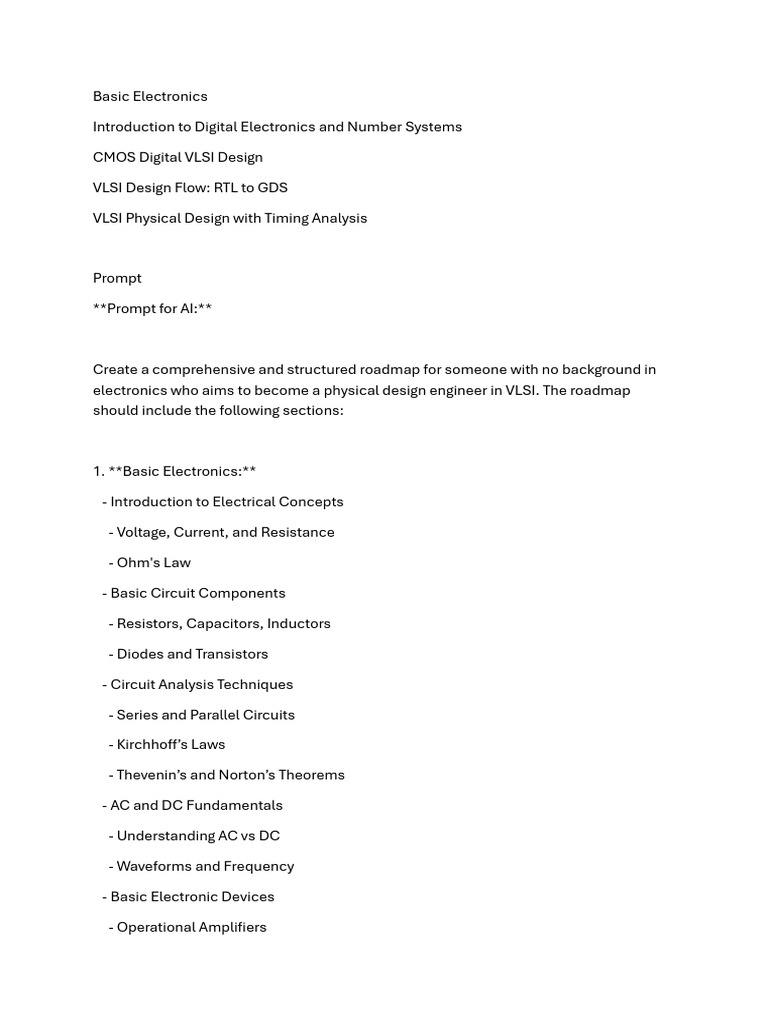 Roadmap For PD Preperation | PDF | Logic Gate | Electronic Circuits