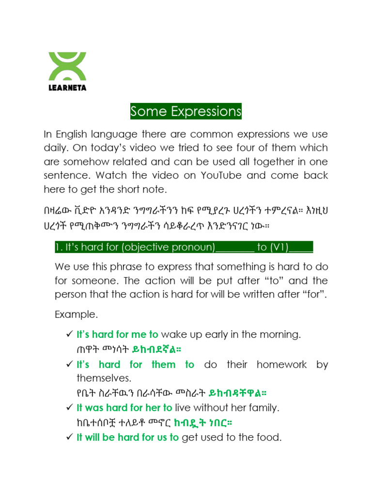 Some Expressions - Learnetaacademy | PDF