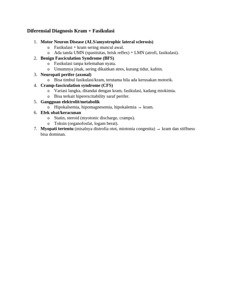 Cramps and Fasciculations | PDF