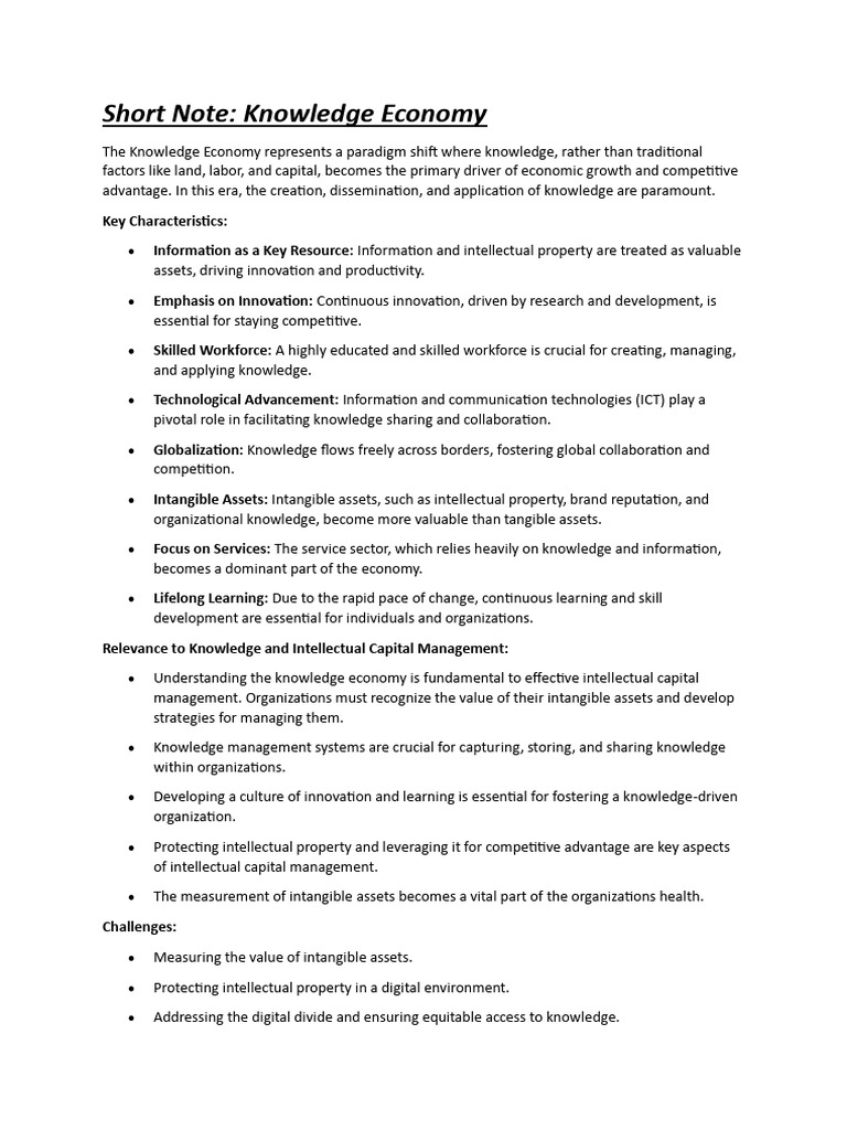 Understanding the Knowledge Economy | PDF | Knowledge Management ...