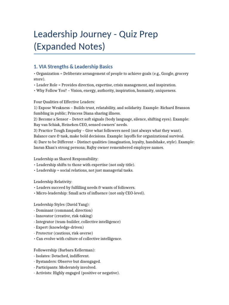 Leadership Quiz Prep Expanded | PDF