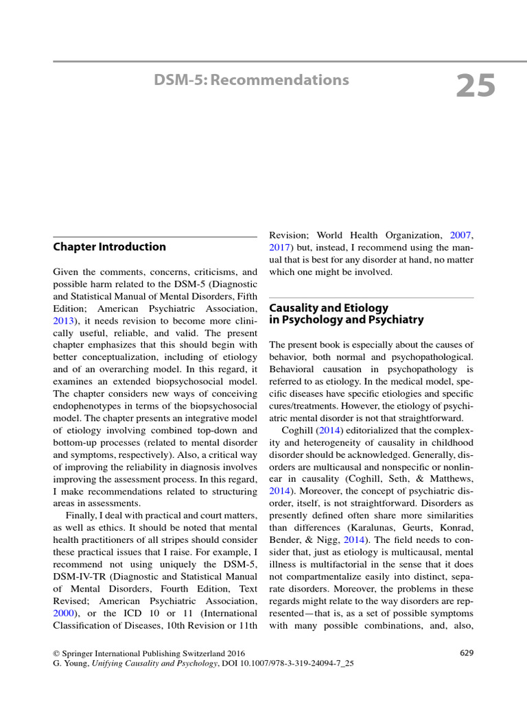 DSM-5: Recommendations: Chapter Introduction | PDF | Psychiatry ...