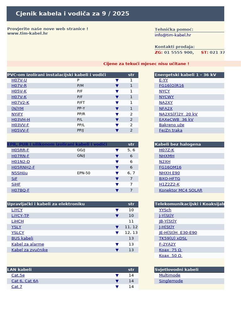 Cjenik TimKabel v6 | PDF