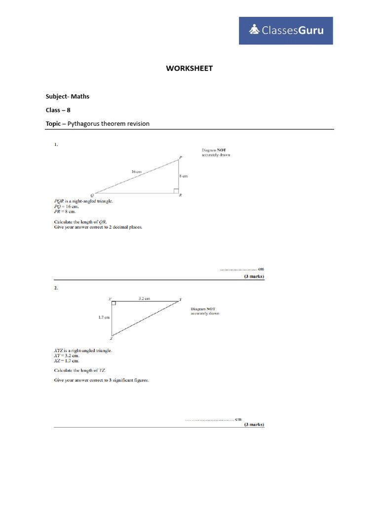 Pythagorus Theorem Revision | PDF