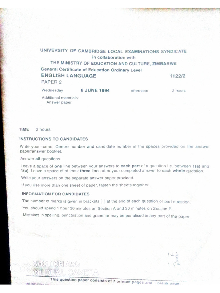 1994 English Paper 2-1 | PDF