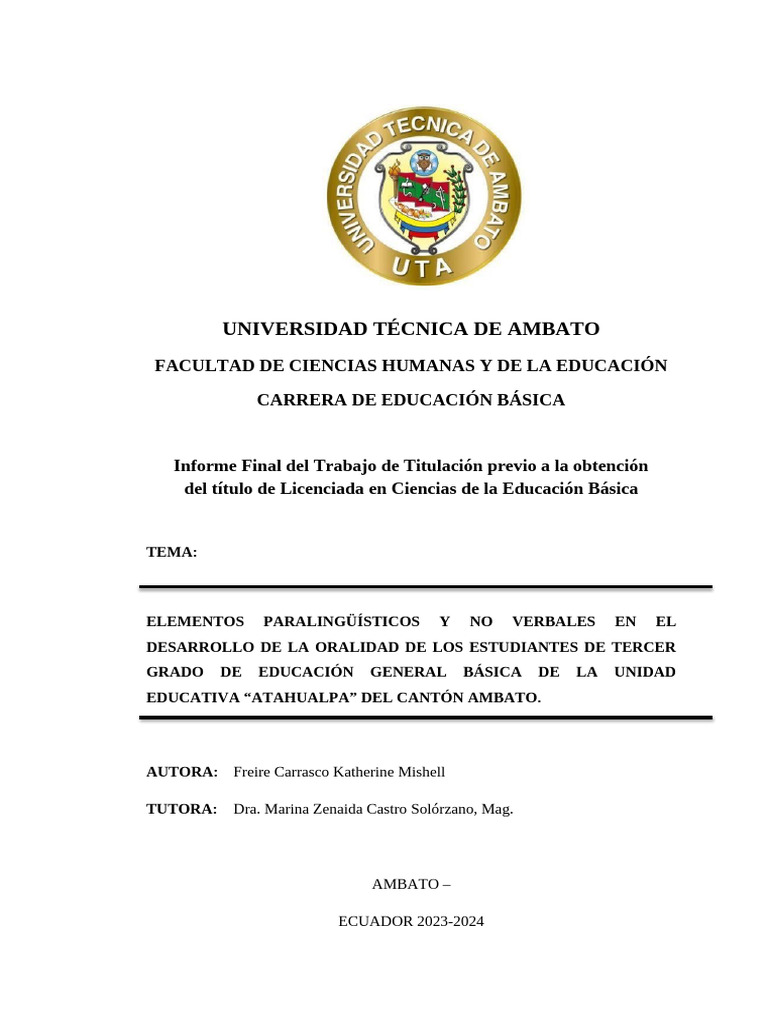 Freire Carrasco Katherine Mishell Trabajo de Titulación | PDF ...