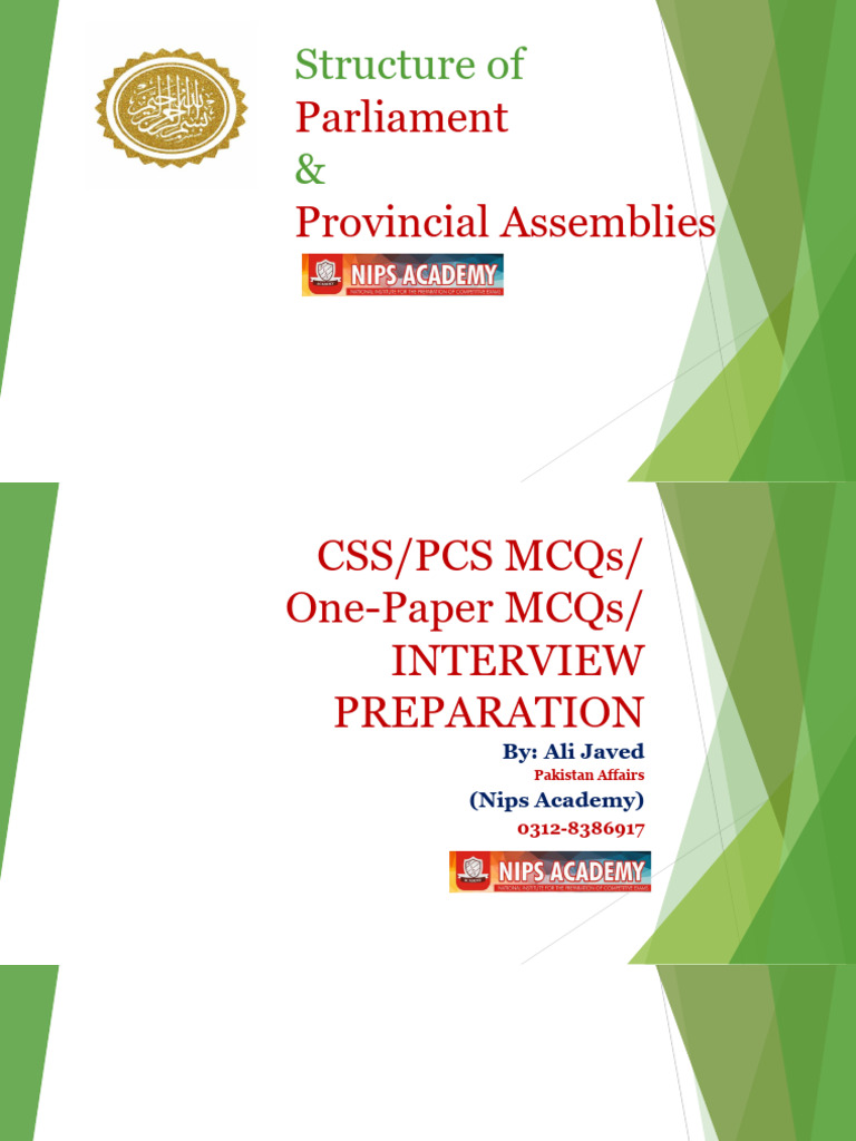 Structure of Parliament & Pr. Assemblies | PDF | Parliament Of Pakistan ...