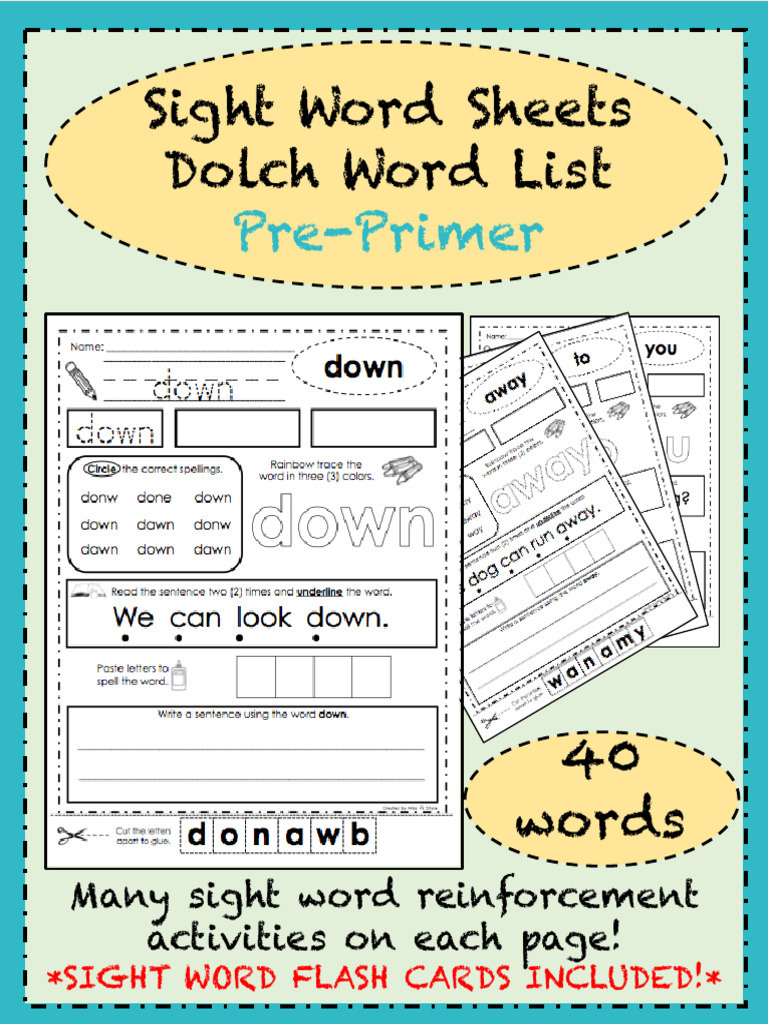 1 - Sight Word Worksheets Pre-Primer | PDF | Applied Linguistics ...