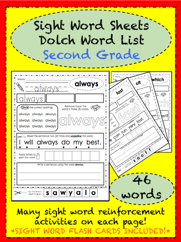 4 - Sight Word Worksheets Second Grade | PDF | Lexicology | Learning To ...