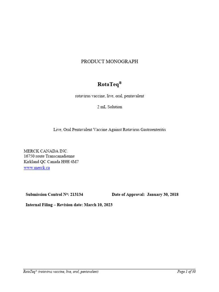 RotaTeq® Storage and Handling Guidelines | PDF | Clinical Medicine ...