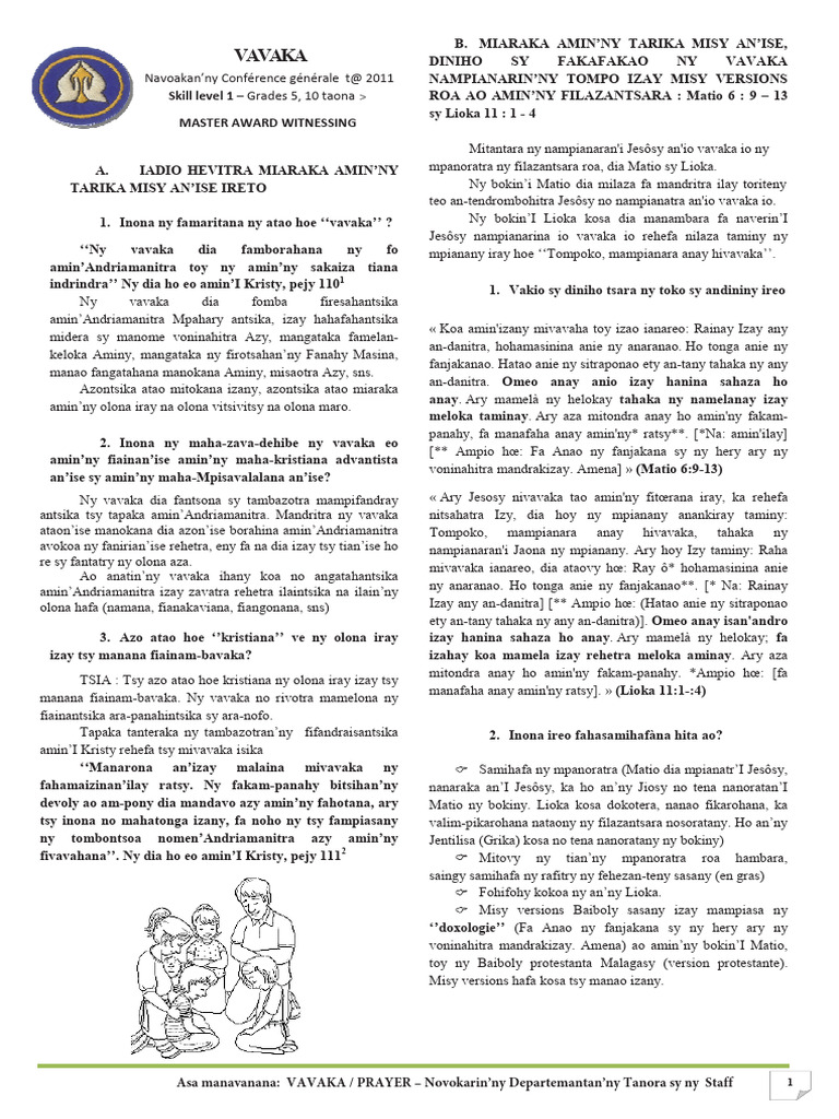 Vavaka Prayer 1 | PDF