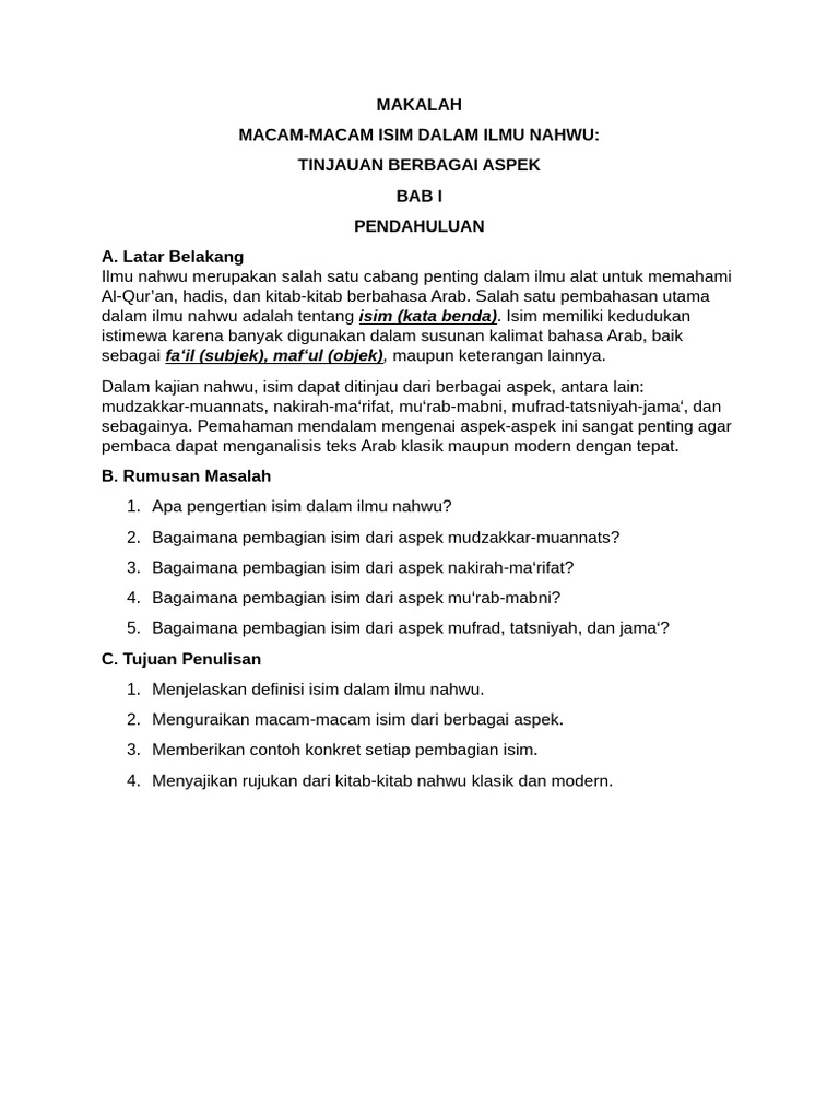 Macam-Macam Isim dalam Ilmu Nahwu | PDF