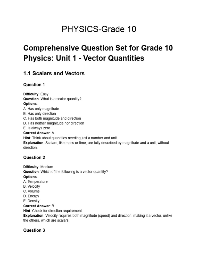 Physics Grade 10 | PDF | Euclidean Vector | Acceleration