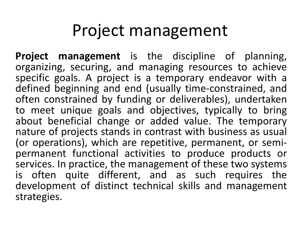 Project Management Is The Discipline of Planning | PDF