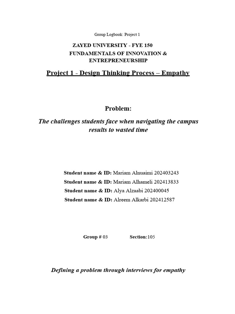 Group Logbook - Project 1 | PDF