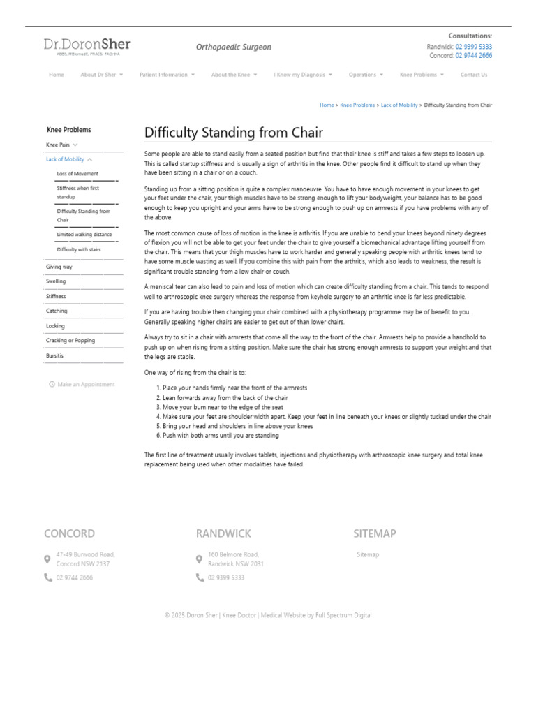 Difficulty Standing From A Chair, Causes & Treatment | PDF | Chair | Knee