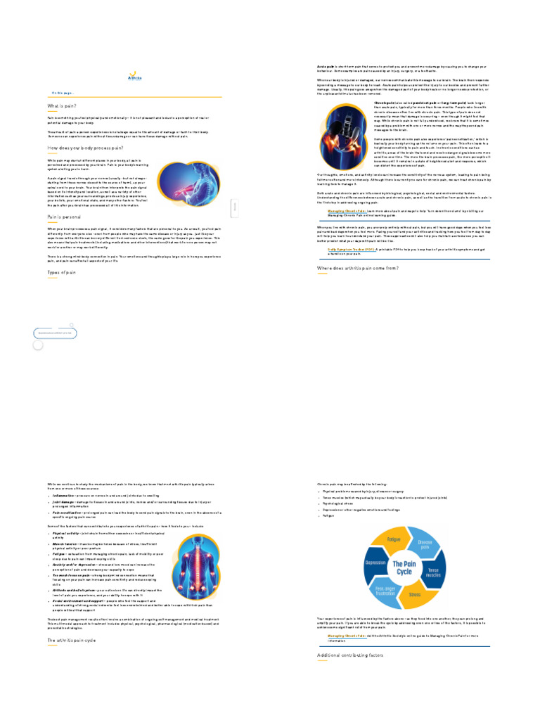 Understanding Pain - Arthritis Society Canada | PDF | Joint | Pain