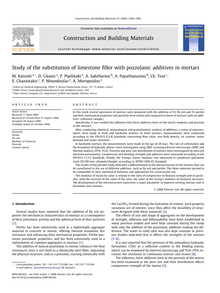 Study of The Substitution of Limestone Filler With Pozzolanic Additives ...