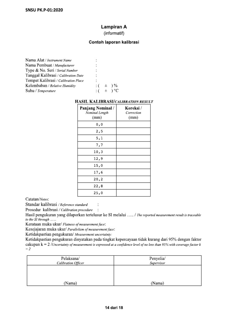 Contoh Laporan Kalibrasi Alat Ukur | PDF