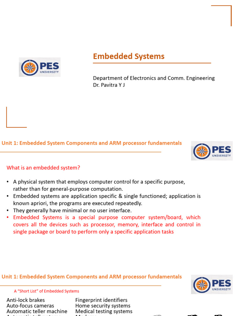 Embedded Systems Unit 1 Slides | PDF | Central Processing Unit | Read ...