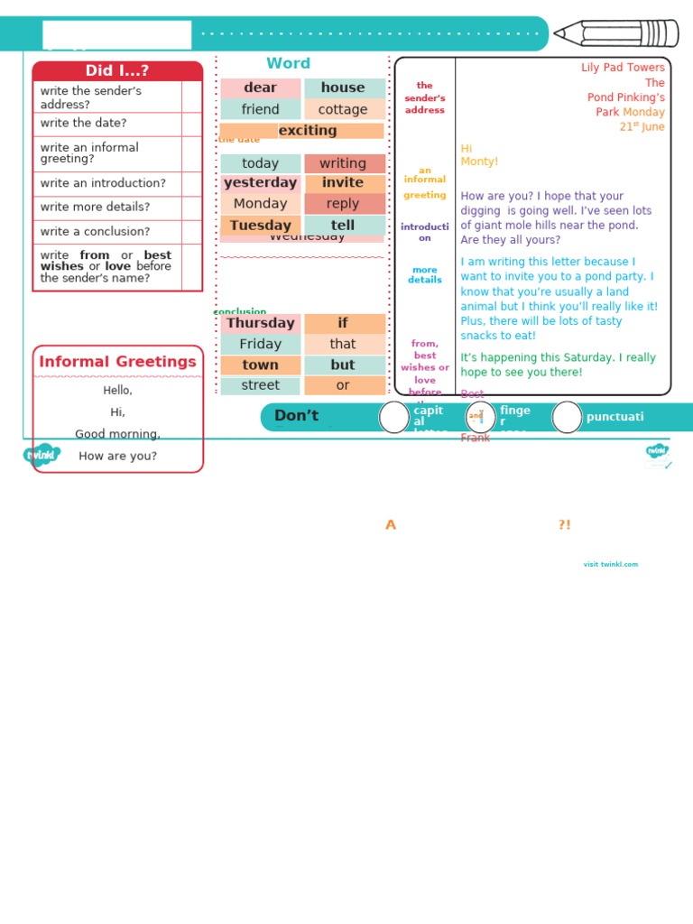 Informal Letter Writing Guide | PDF