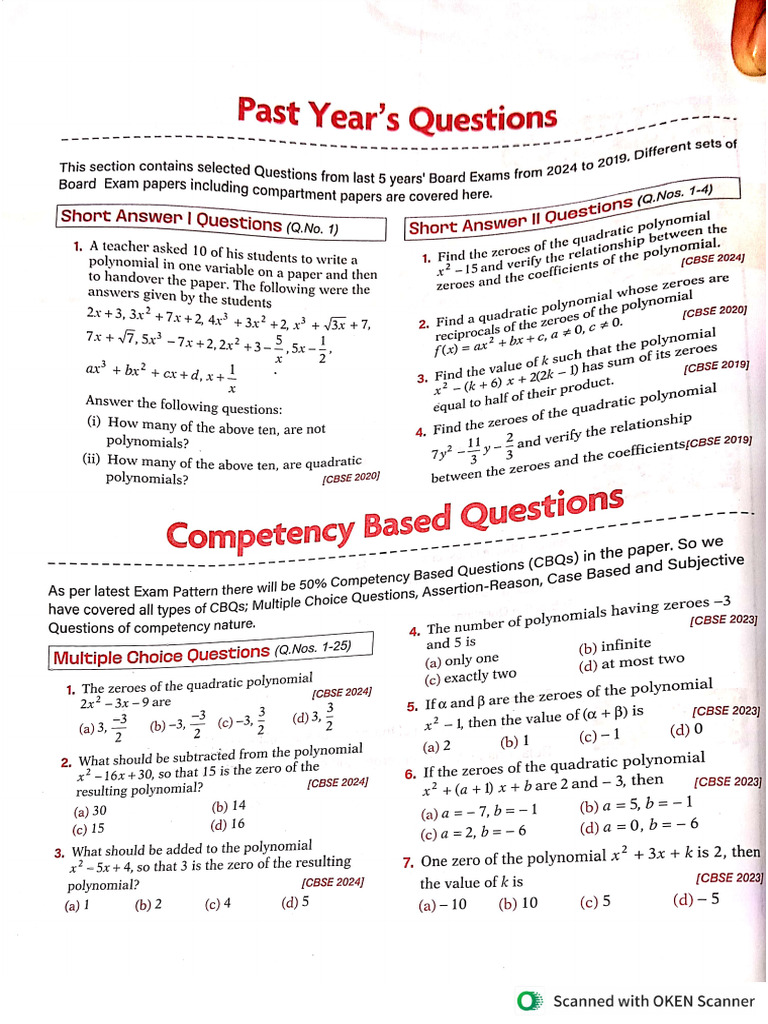 Polynomial Pyq | PDF